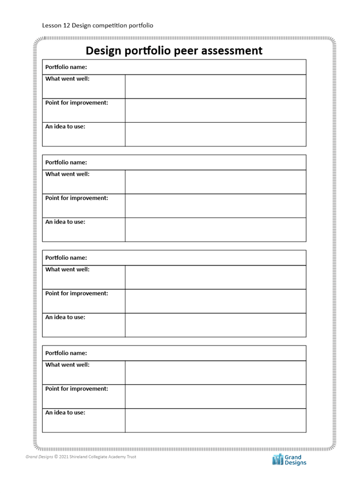 Lesson 12 Design competition portfolio: peer assessment | eduu.school